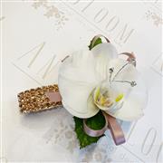 Debs Corsage on Rose Gold Diamante Bracelet